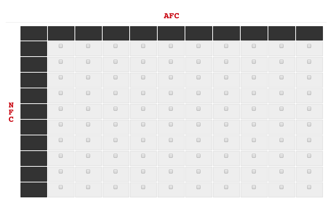 Printable Numbered Football Squares Printable World Holiday